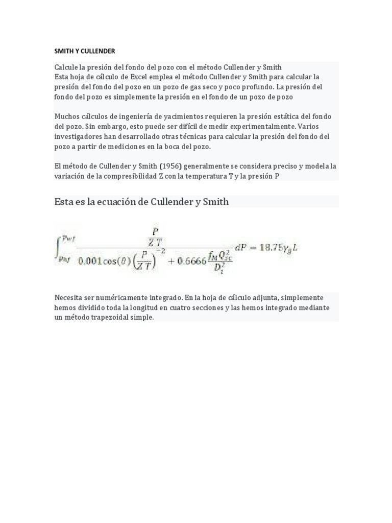 Esta Es La Ecuación de Cullender y Smith | PDF