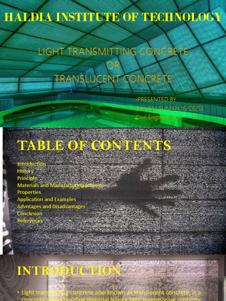 Light Transmitting Concrete Overview | PDF | Optical Fiber | Fibers