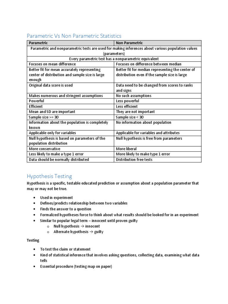 Parametric Vs Non Parametric Statistics | Download Free PDF ...