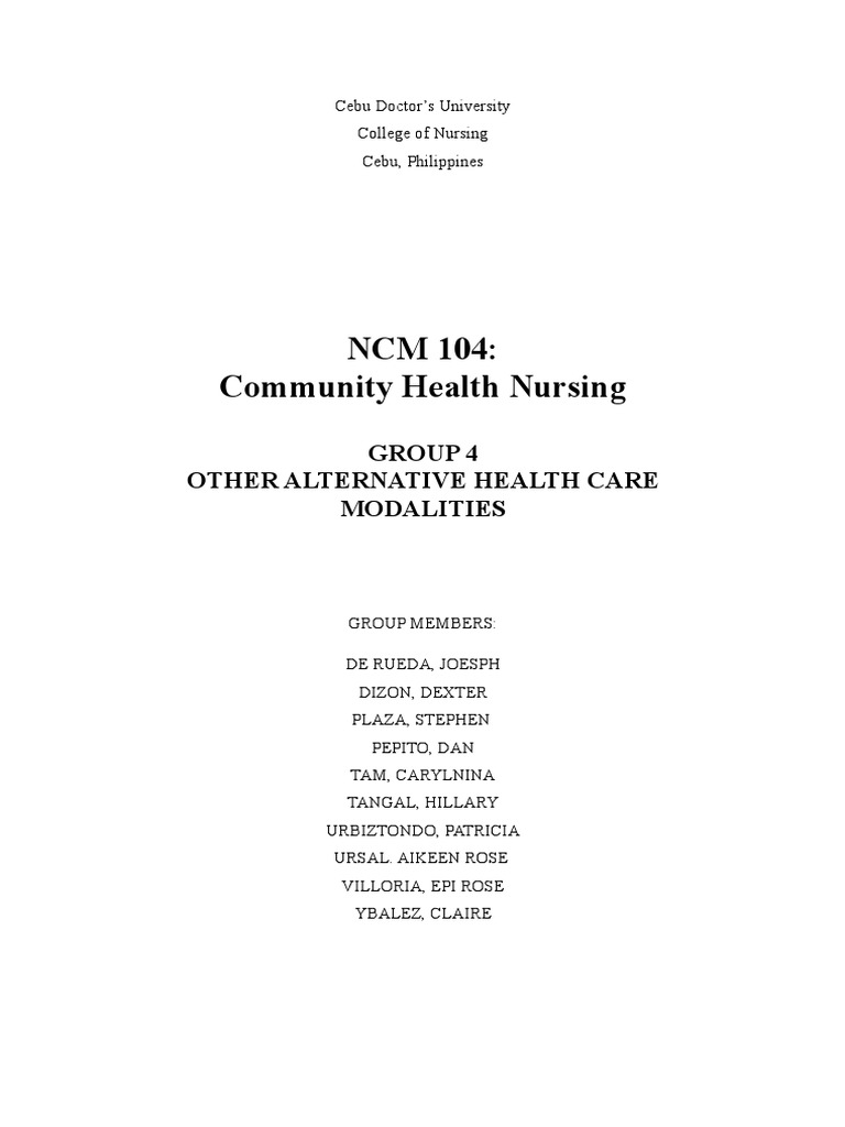 Alternative Health Care Modalities in Nursing | PDF | Self-Improvement