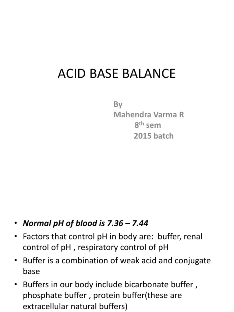 Acid Base Balance | PDF | Bicarbonate | Medical Specialties