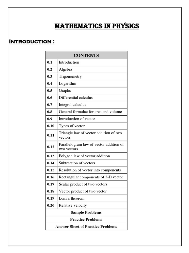 Mathematics in Physics | PDF | Equations | Euclidean Vector