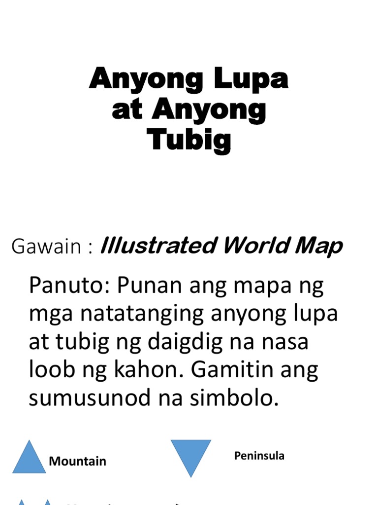 Anyong Lupa at Tubig: Illustrated Map Activity | PDF