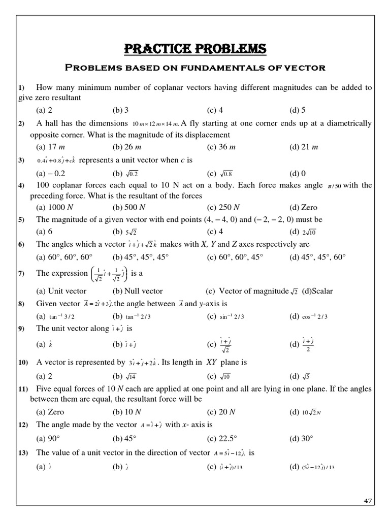 Practice Problems in Physics | PDF | Euclidean Vector | Force