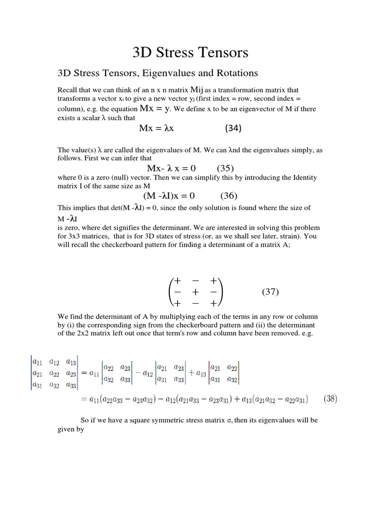 3D Stress Tensors, Eigenvalues and Rotations | Download Free PDF | Eigenvalues And Eigenvectors ...