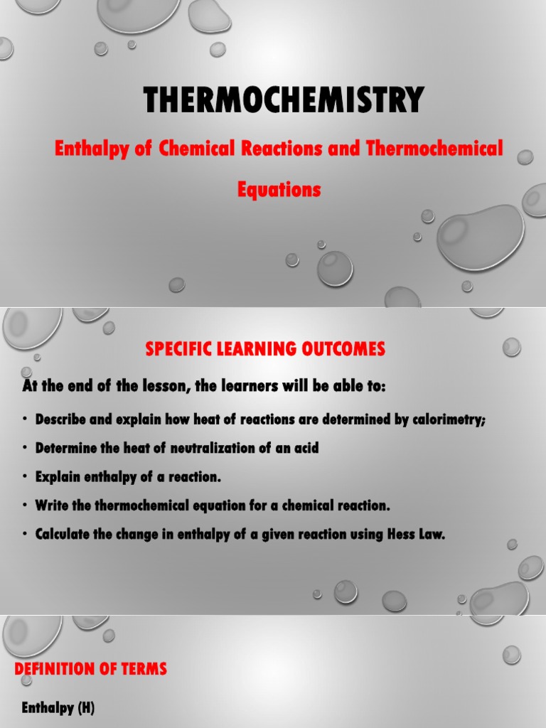 Grade 12 Lesson 10 | PDF | Enthalpy | Calorimetry