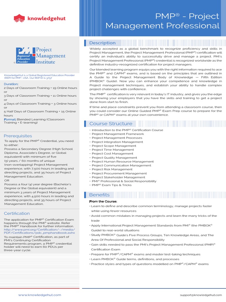PMP - Project Management Professional: Description | PDF | Project ...