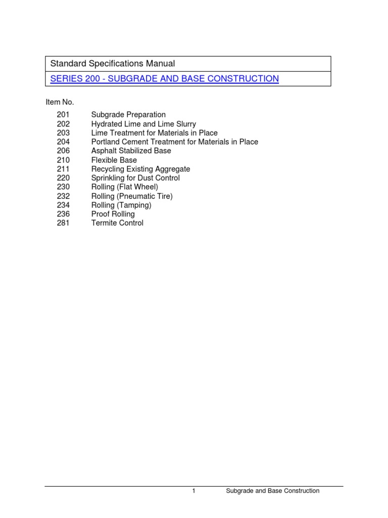 Standard Subgrade and Base Construction 200 | PDF | Specification ...