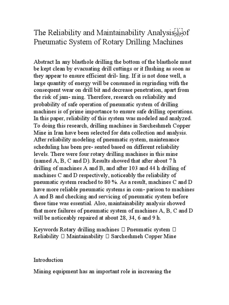 The Reliability and Maintainability Analysis of Pneumatic System of ...