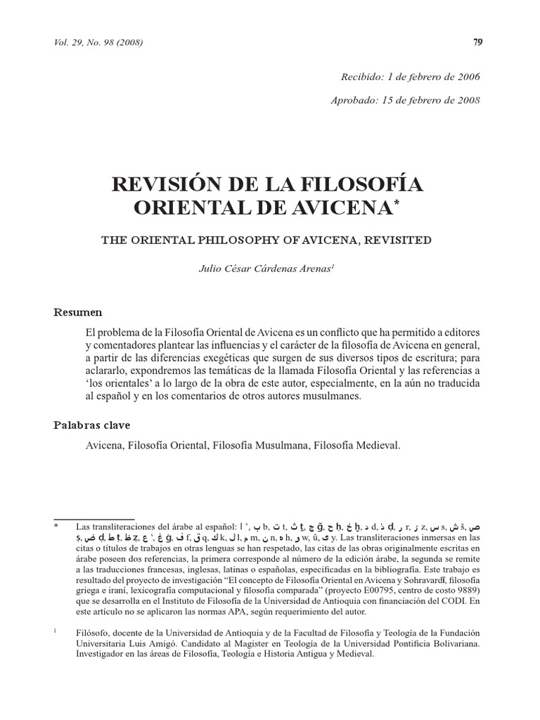 1 Revisión de La Filosofía Oriental de Avicena | PDF | Aristóteles | Verdad