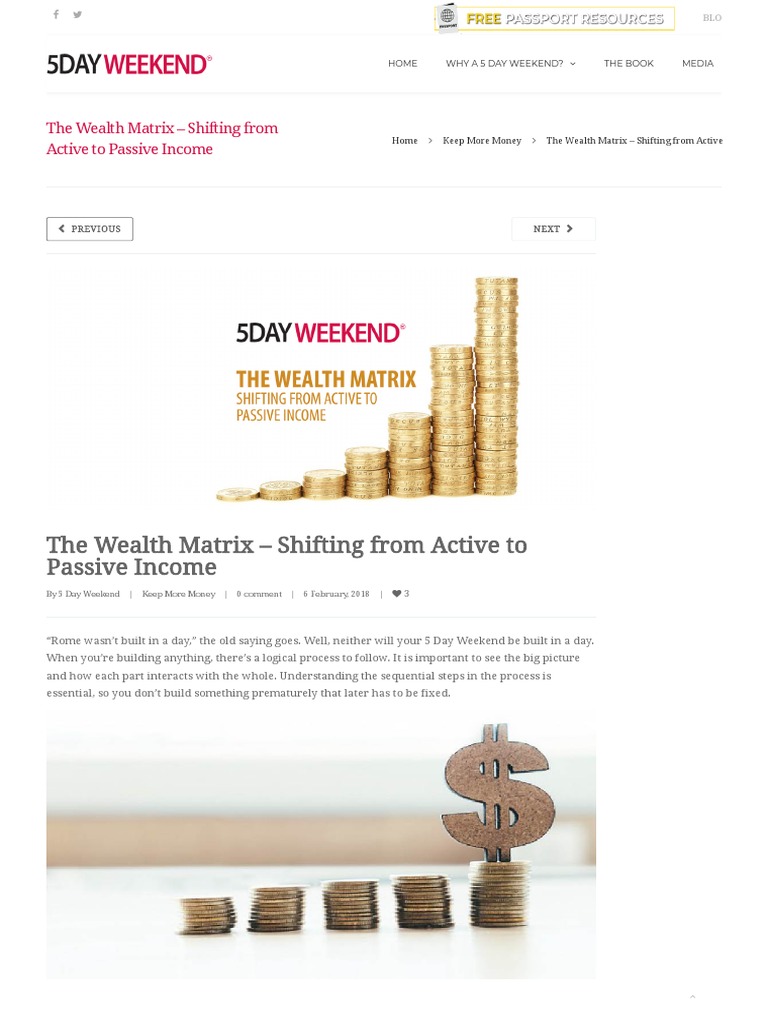 The Wealth Matrix - Shifting From Active To Passive Income 5 Day ...