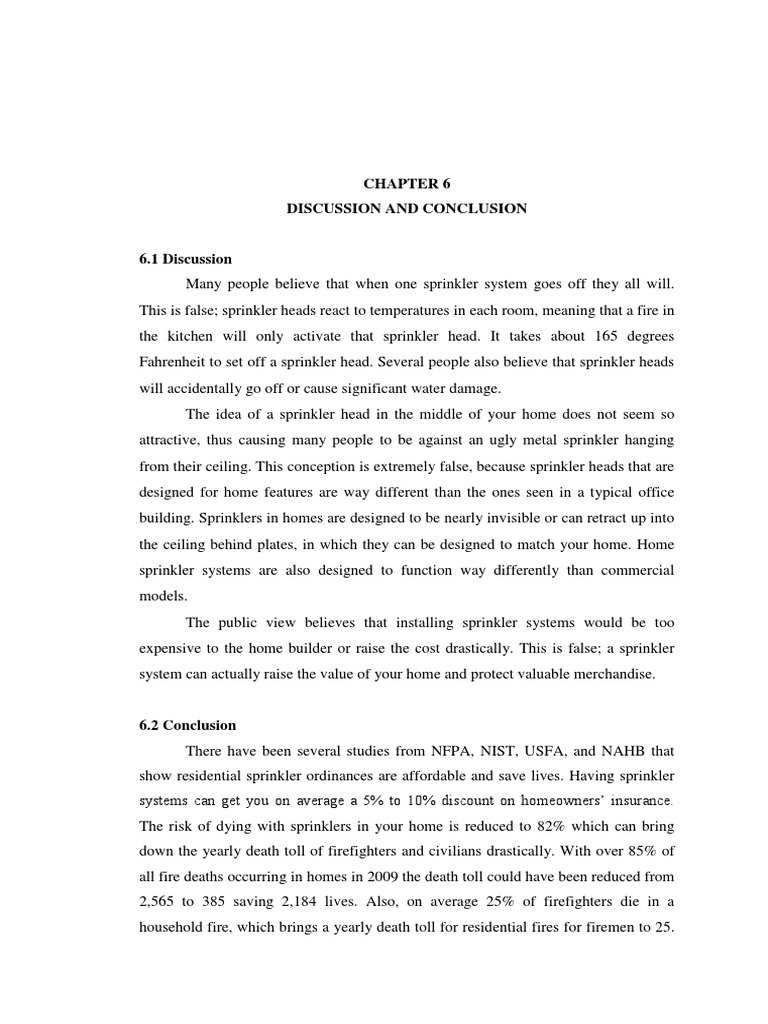 Discussion and Conclusion | PDF | Fire Sprinkler System | Firefighter