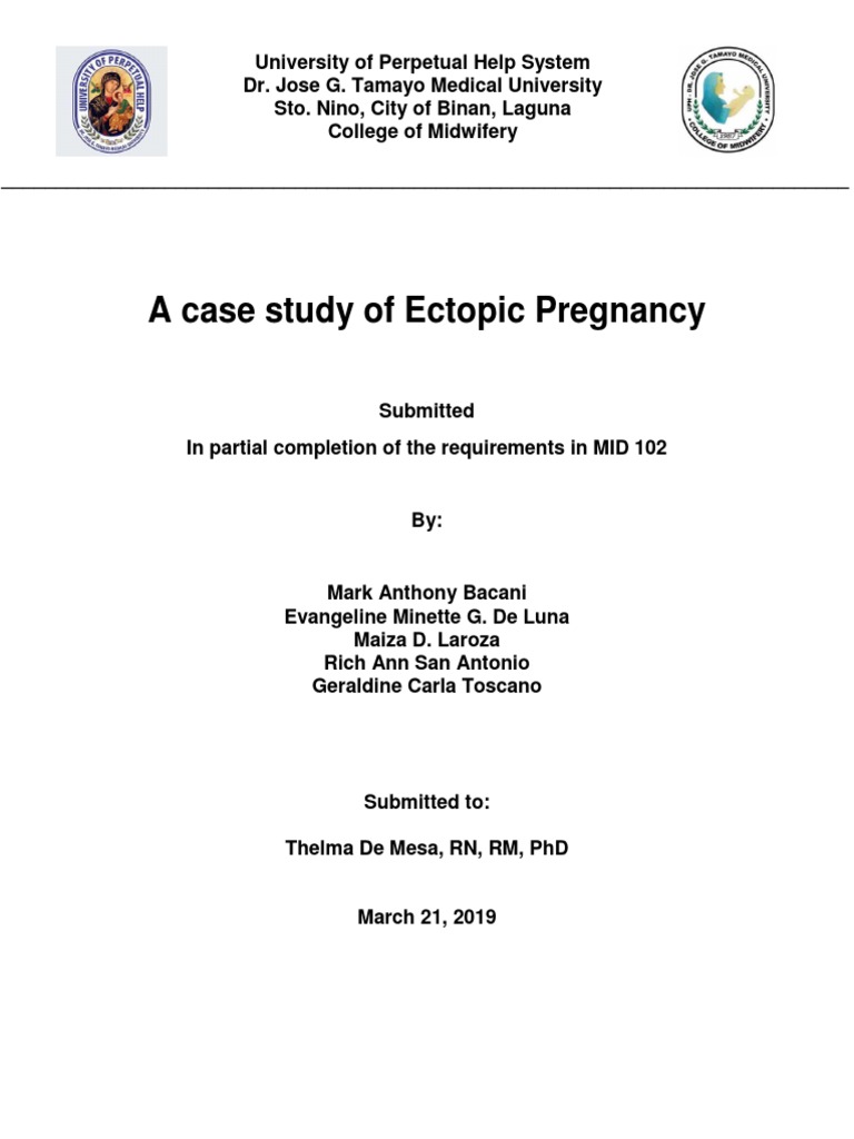 A Case Study of Ectopic Pregnancy | PDF | Health Sciences | Diseases ...