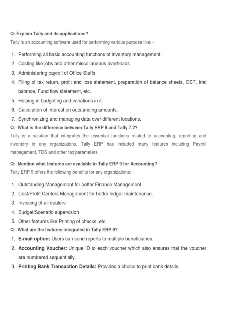 Tally Question For Interview | PDF | Balance Sheet | Debits And Credits