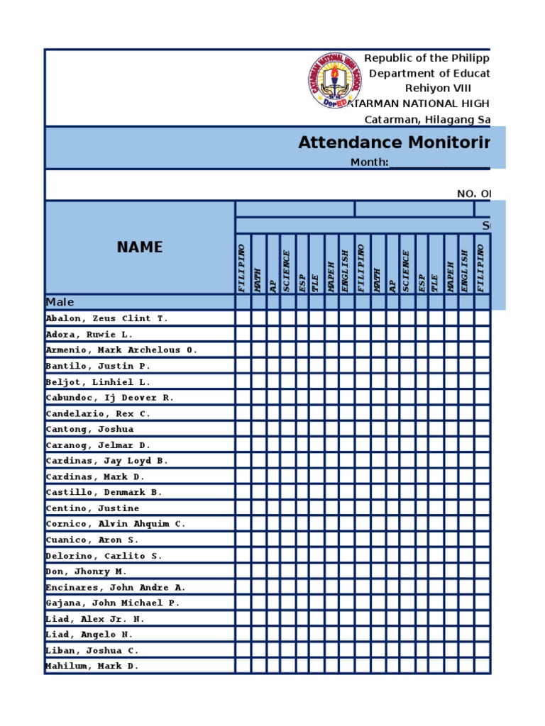Attendance Monitoring System: Subjects | PDF