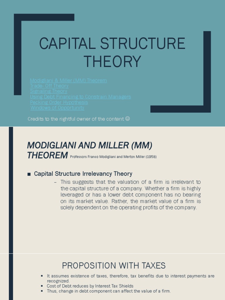 Capital Structure Theories Overview | PDF | Capital Structure ...