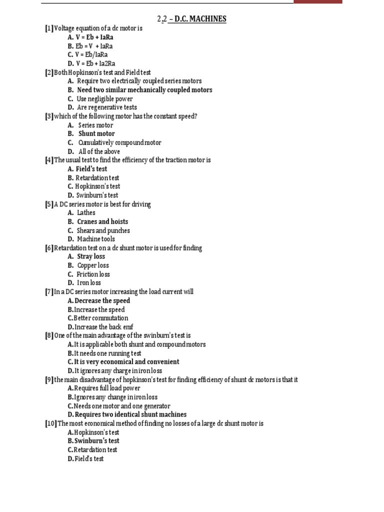 D C - MACHINES-MCQs PDF | PDF | Electric Motor | Electromagnetic Induction