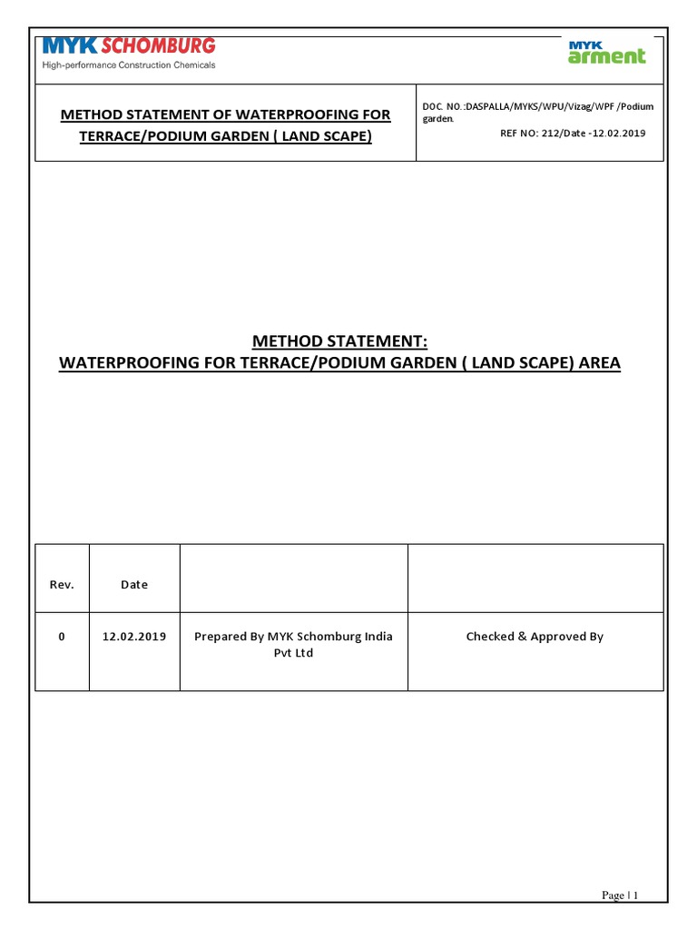 Podium Garden (Land Scape) Waterproofing Methodology | PDF | Concrete ...