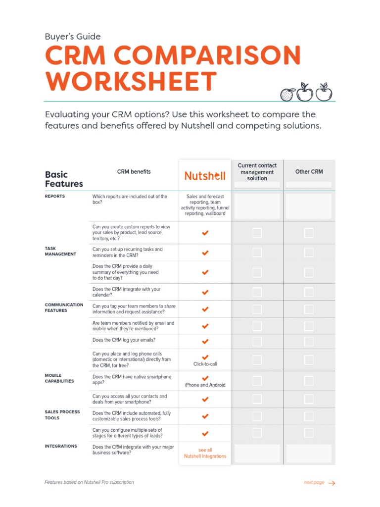 CRM Comparison Worksheet: Buyer's Guide | PDF | Smartphone ...