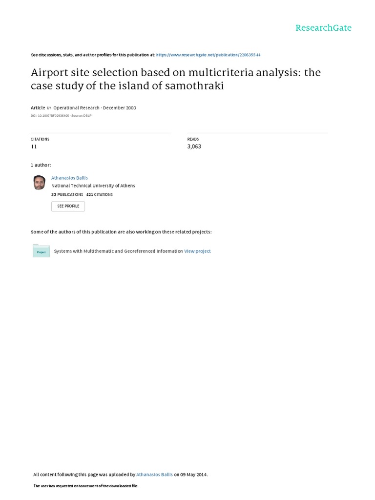Airport Site Selection Based On Multicriteria Analysis: The Case Study ...