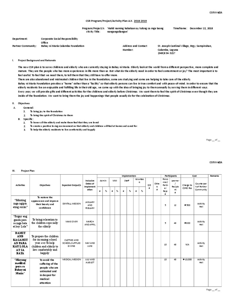 CSR-Template (2) Medical Mission | PDF