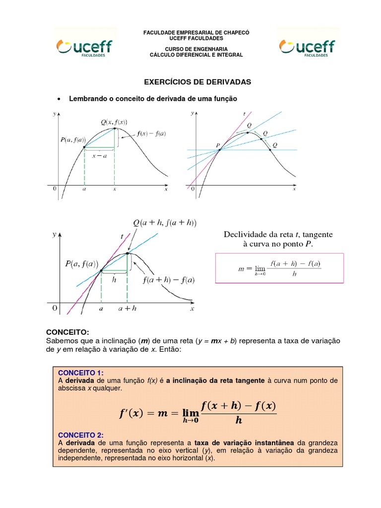 Exercicios de Derivadas | Derivado | Velocidade