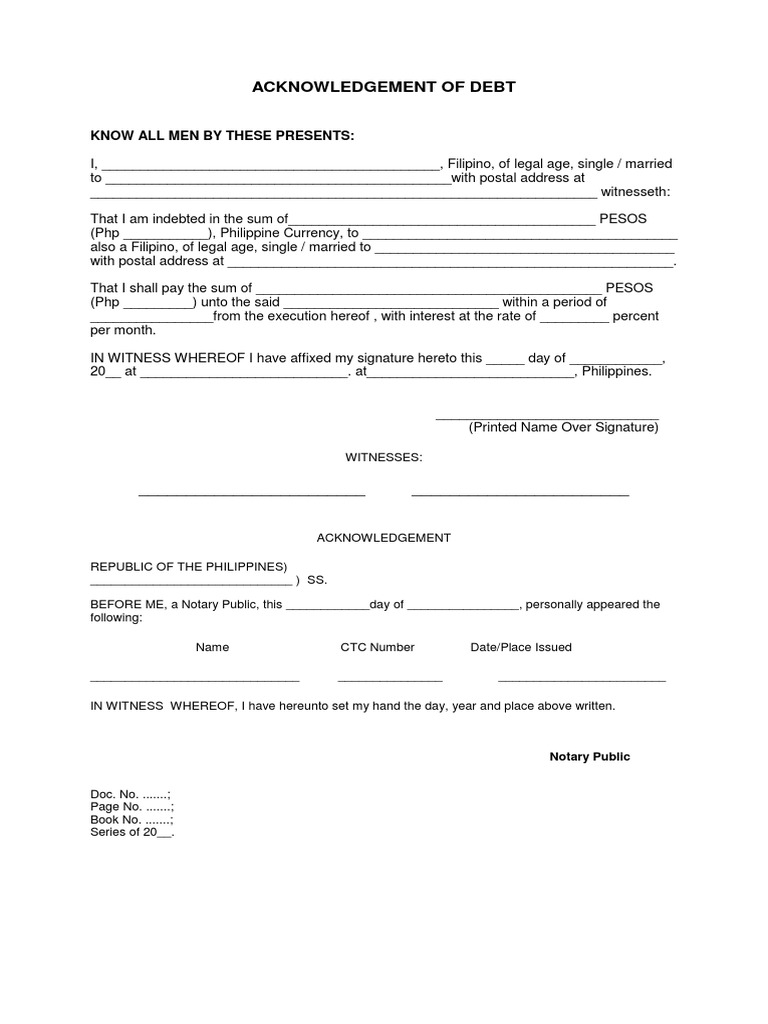 Acknowledgement of Debt | PDF