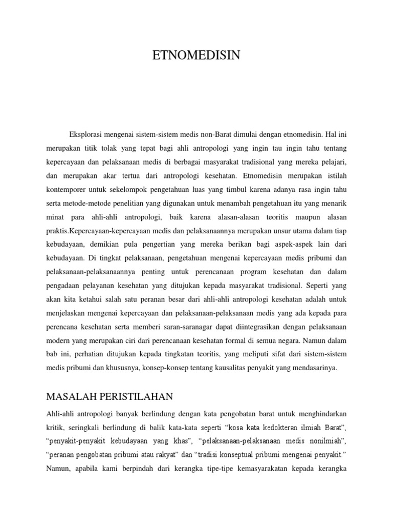 Etnomedisin: Sistem Medis Naturalistik | PDF | Sains & Matematika