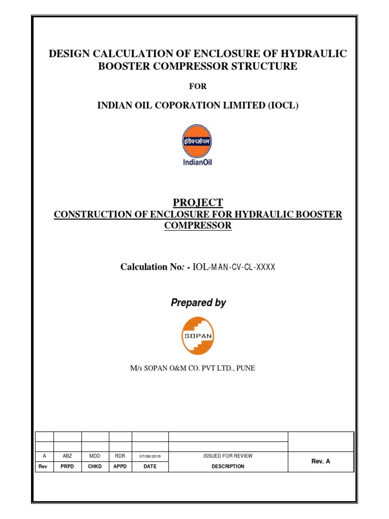 Design Calculations - Booster Compressor Canopy | PDF | Structural ...