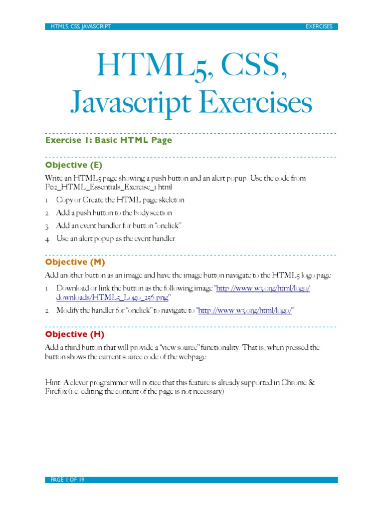 HTML 5 Exercises | PDF | Cascading Style Sheets | Java Script