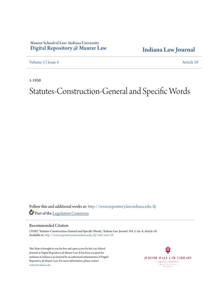Statutes-Construction-General and Specific Words | PDF | Statutory ...