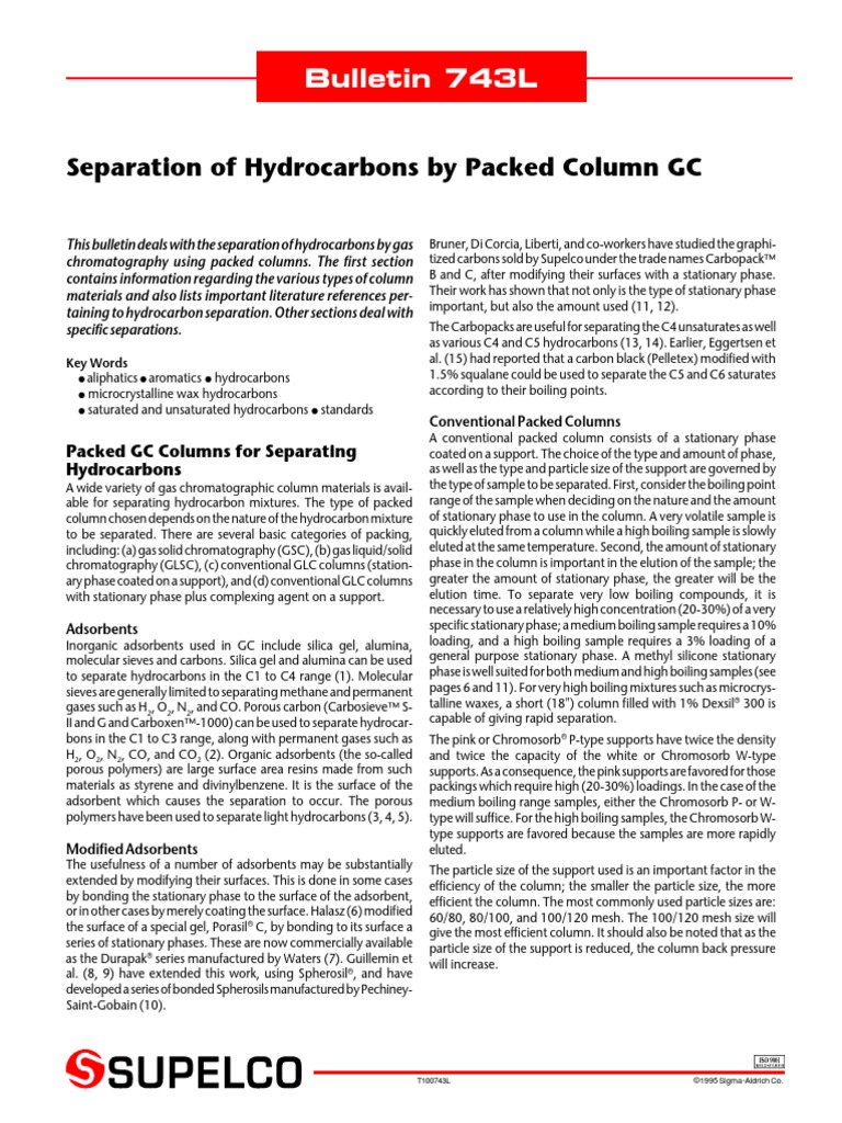 Separation of Hydrocarbons by Packed Column GC: Bulletin 743L | PDF ...