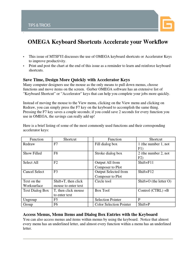 Tips Omega Keys | PDF | Computer Keyboard | Keyboard Shortcut