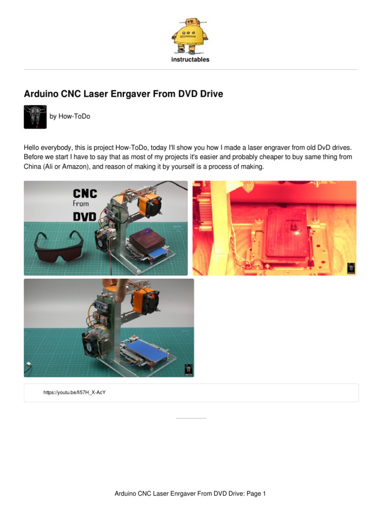 Arduino CNC Laser Enrgaver From DVD Drive | PDF | Engraving | Numerical Control