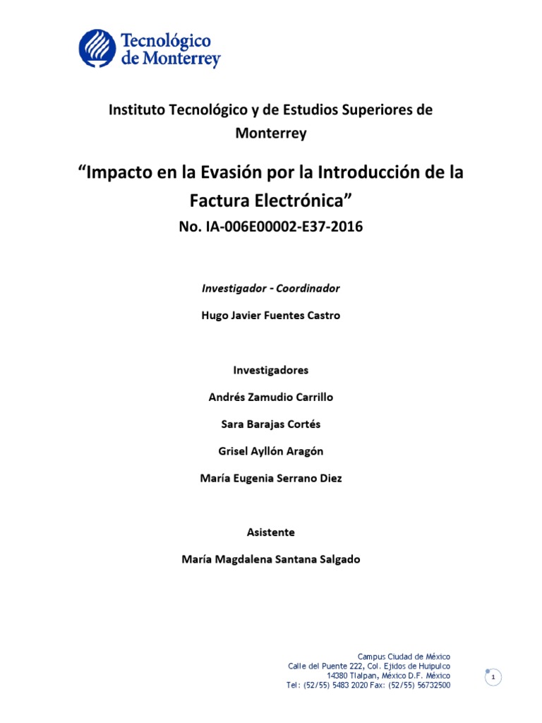 Impacto en La Evasion Por La Introduccion de La Factura Electronica PDF | PDF | Gobierno E ...