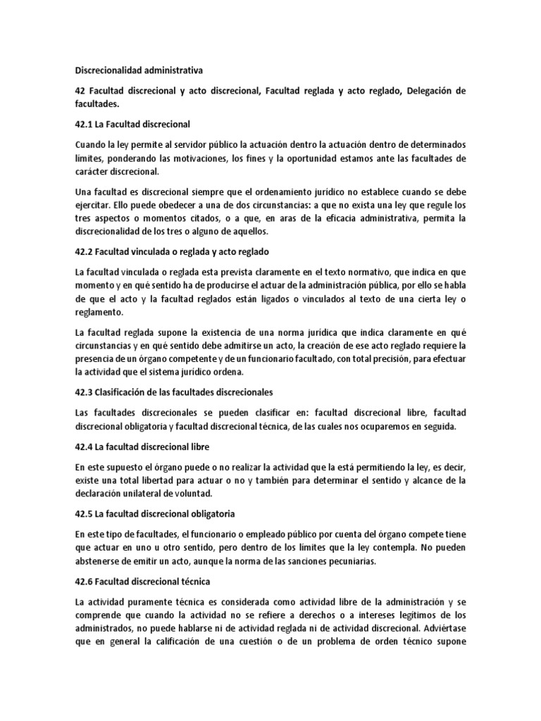 Discrecionalidad Administrativa: Conceptos Clave | PDF | Derecho ...
