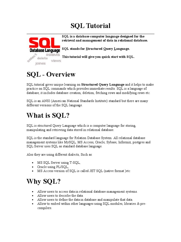 SQL Basics | PDF | Relational Database | Microsoft Access