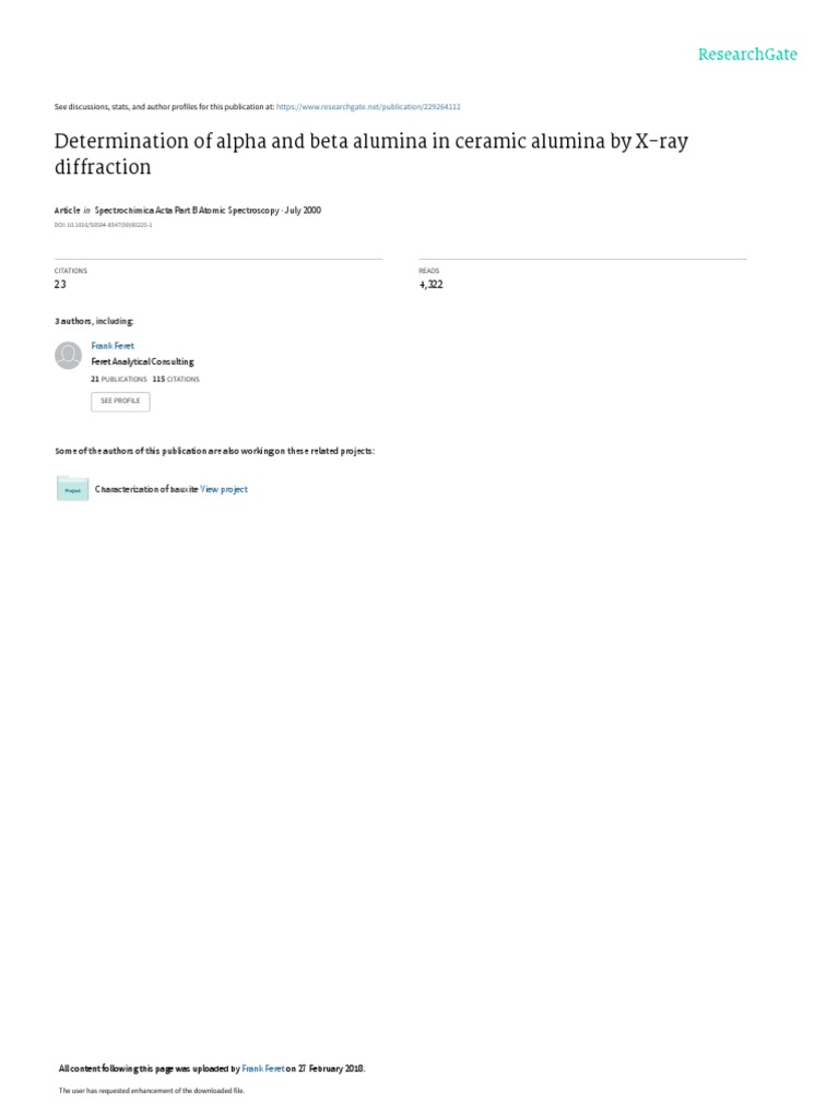 XRD Analysis of Alpha and Beta Alumina | PDF | X Ray Crystallography ...