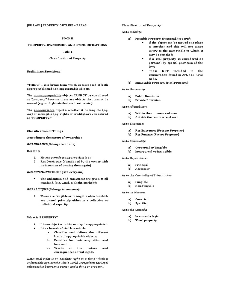 Property Outline - Paras | PDF | Ownership | Property