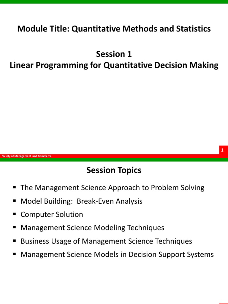 Session 1 - Introduction and Graphical Method To Solve LPP | PDF | Mathematical Optimization ...