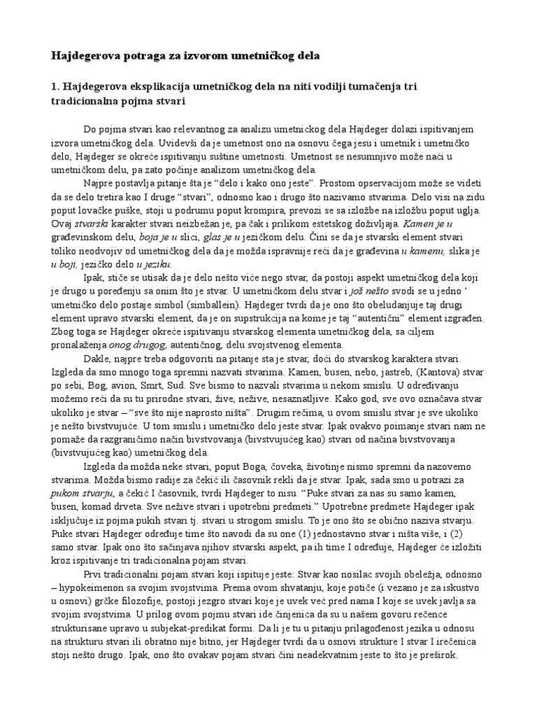 Hajdeger, Estetika, Beleske | PDF