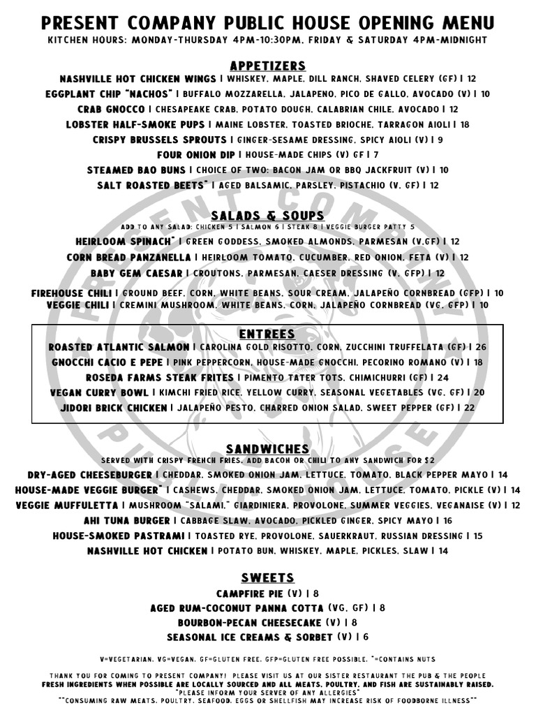 Present Company Menu | PDF | Salad | Coleslaw