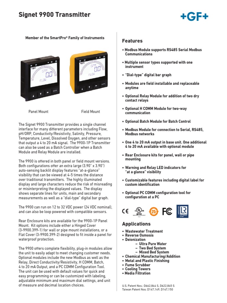 Signet 9900 Transmitter | PDF | Electrical Connector | Power Supply
