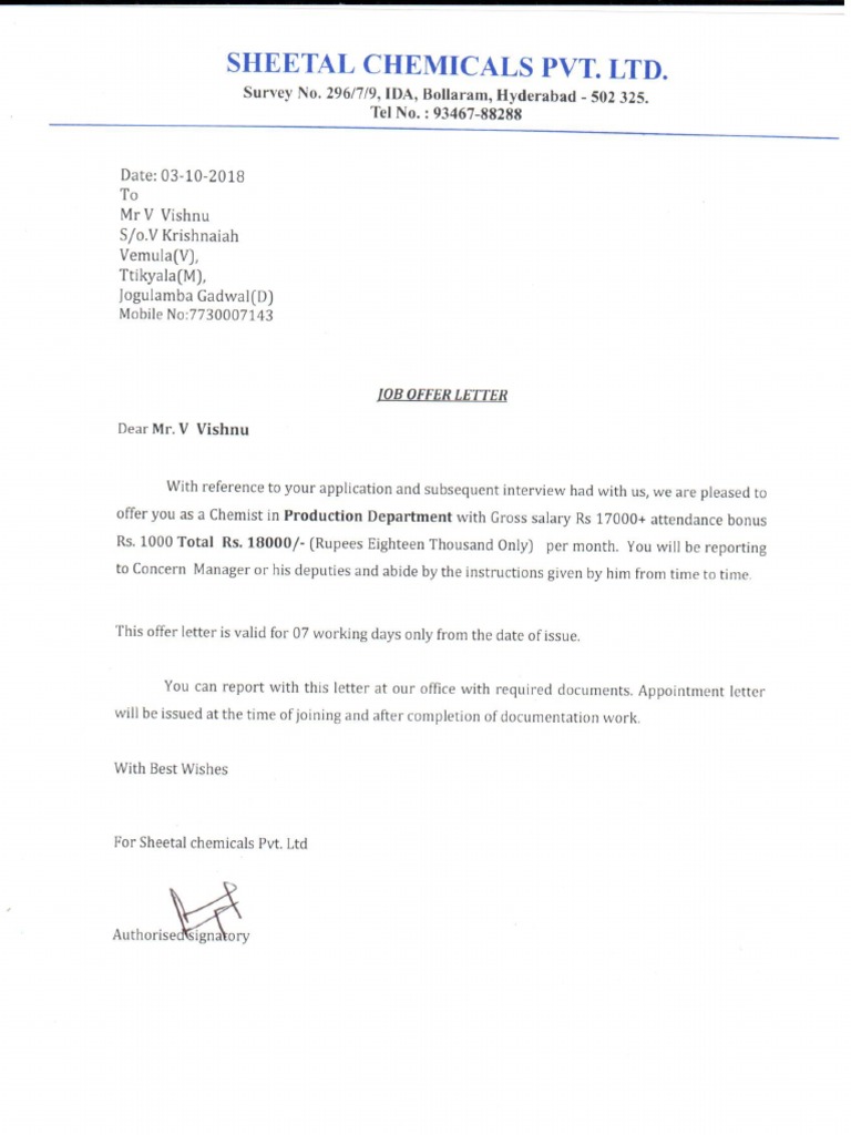 Vishnu Offer Letter 2 PDF | PDF
