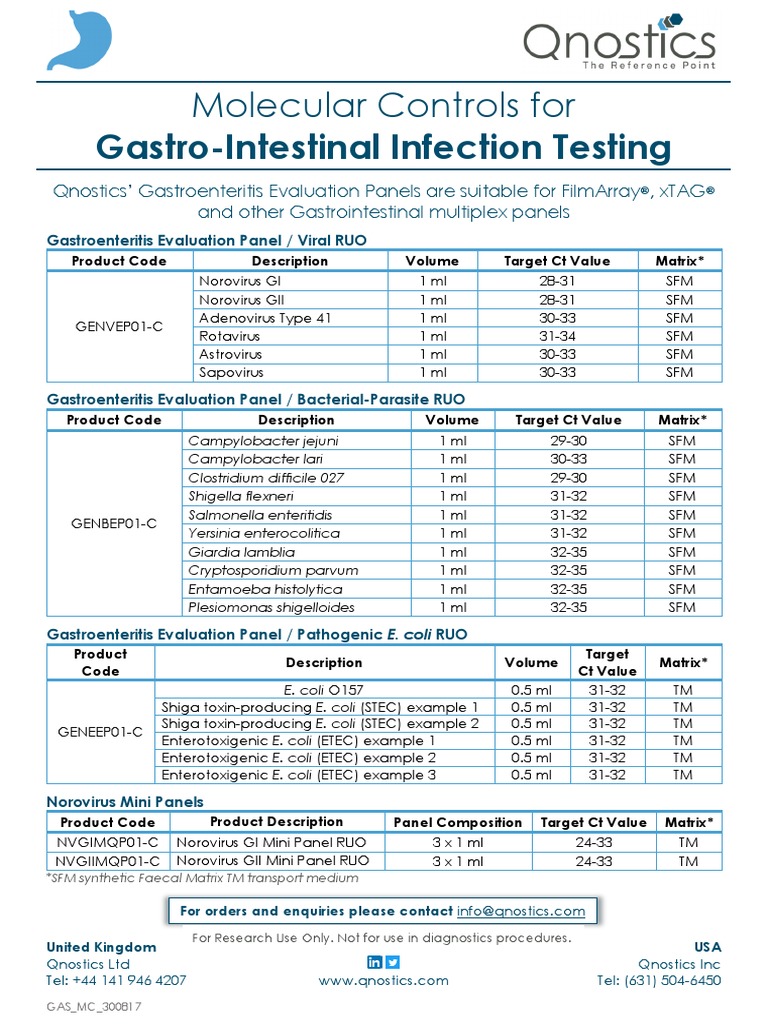 Molecular Controls For Gastro-Intestinal Infection Testing - v2 | PDF ...