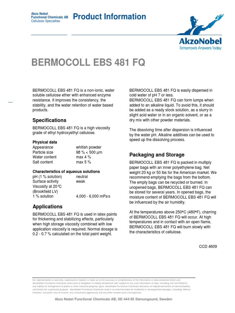 BERMOCOLL EBS 481 FQ Product Overview | PDF | Solution | Solubility