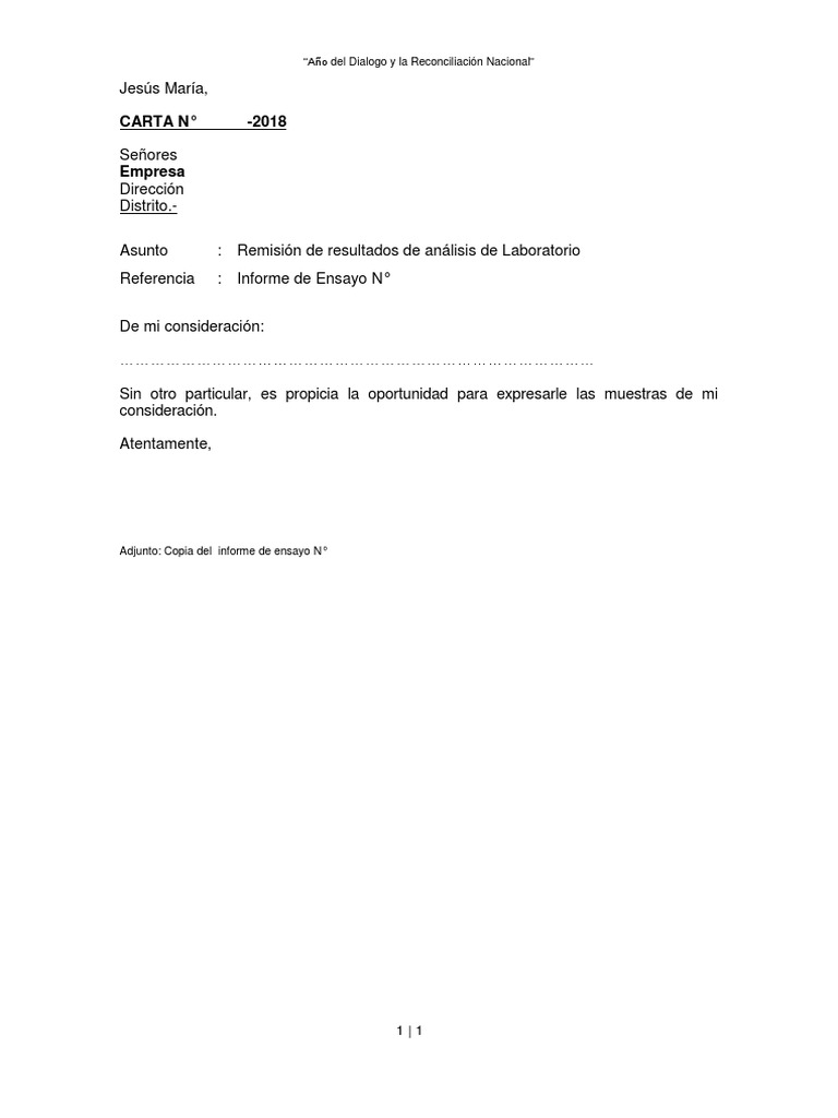 Modelo Carta Remision Informe Lab | PDF