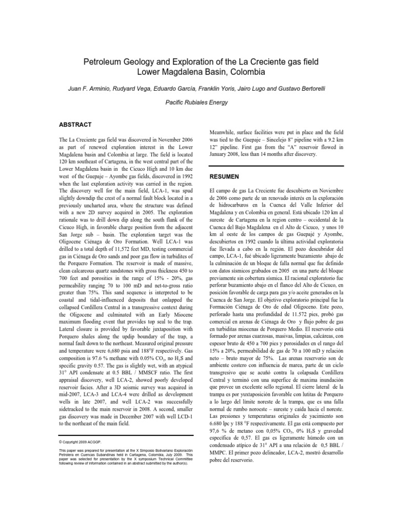 Petroleum Geology and Exploration of The La Creciente Gas Field Lower ...