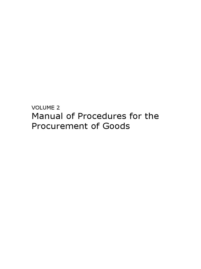 Manual of Procedures For The Procurement of Goods | PDF | Procurement ...