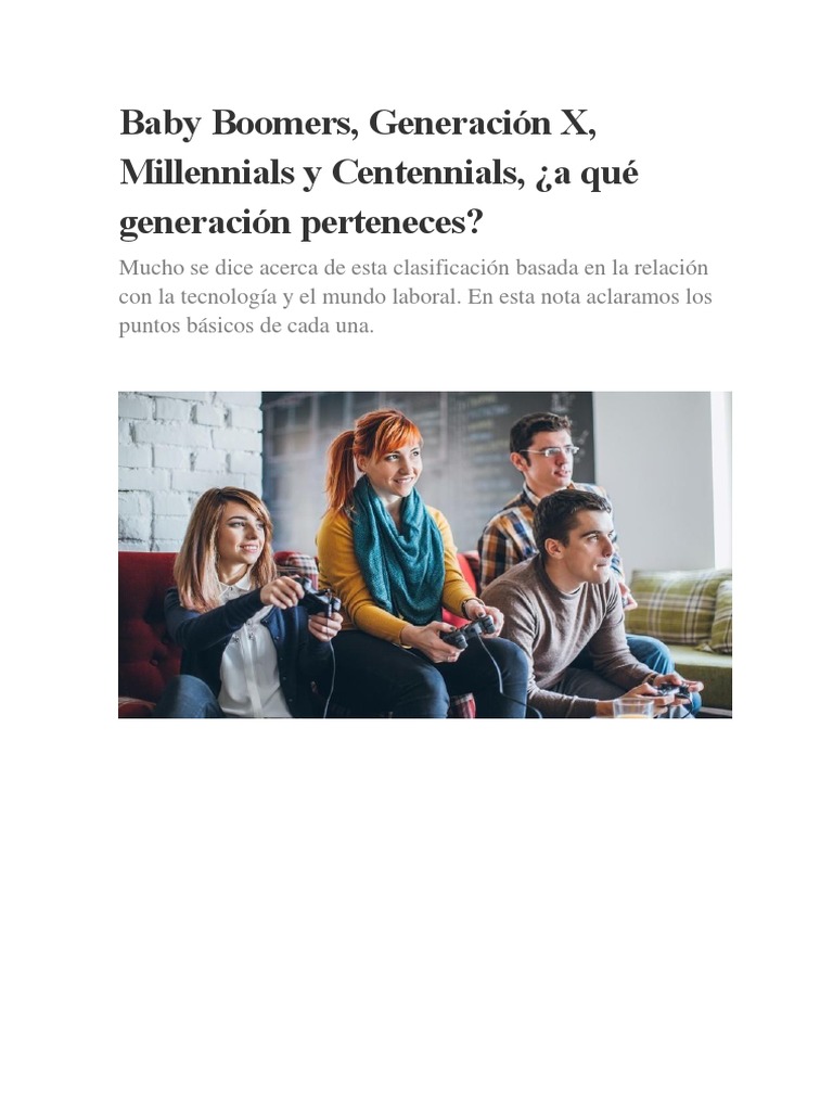 Baby Boomers, Generacion X, Millennials | PDF | Millennials | Internet